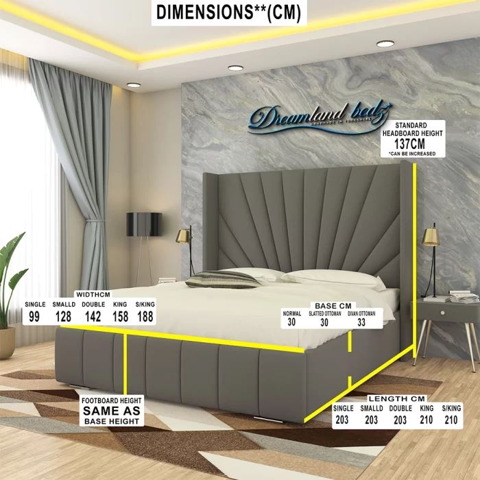 2025 Tokyo sunrise wingback bed frame with ottoman optional storage ...
